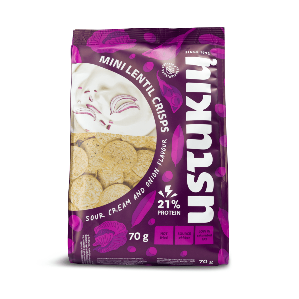 Mini lentil crisps in sour cream and onion flavour 70g (20 units ...